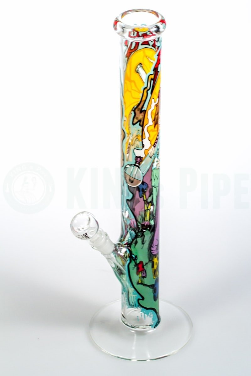 AMG Glass 18 inch Straight Bong with Elves and Mushrooms | KING's Pipe