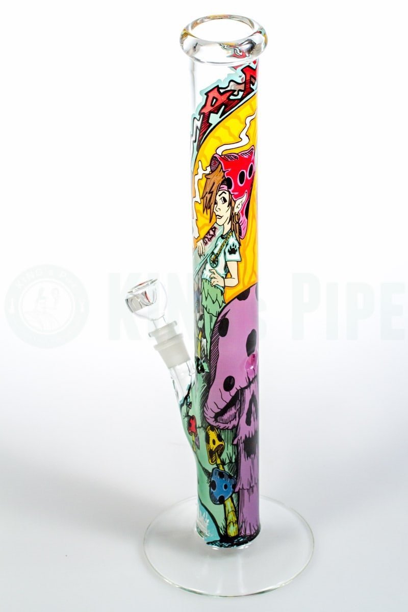 AMG Glass 18 inch Straight Bong with Elves and Mushrooms | KING's Pipe