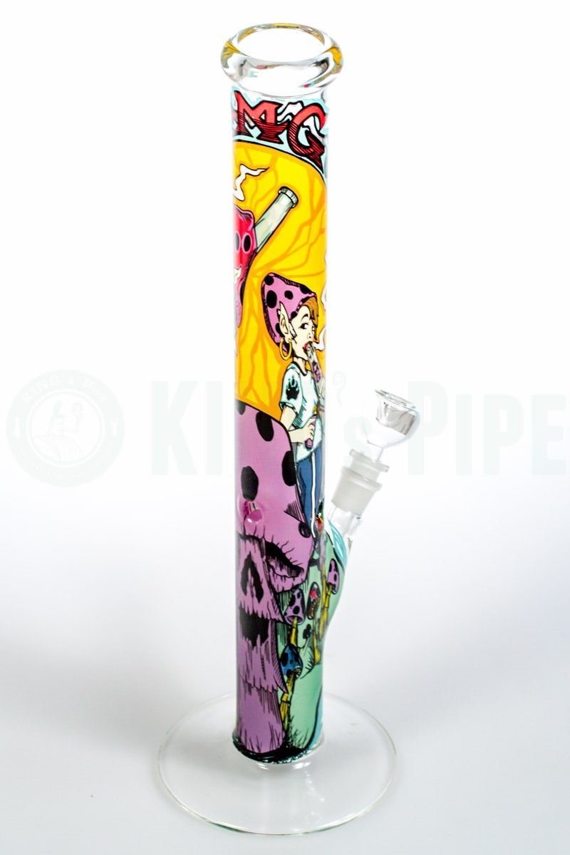 AMG Glass 18 inch Straight Bong with Elves and Mushrooms | KING's Pipe